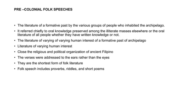 Pre colonial folk speeches | PPTX