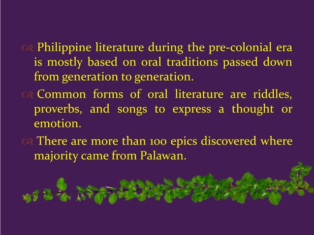 PRE-COLONIAL LITERATURE (1564).pptx | Poetry | Books and Literature