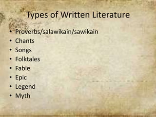 Literature of Pre colonial and Spanish colonization | PPTX