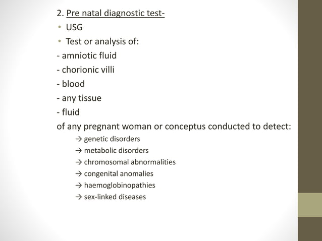 Pre conception and prenatal diagnostic techniques | PPTX