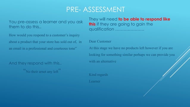 Pre course assessment- impact on training | PPTX | Technology & Computing