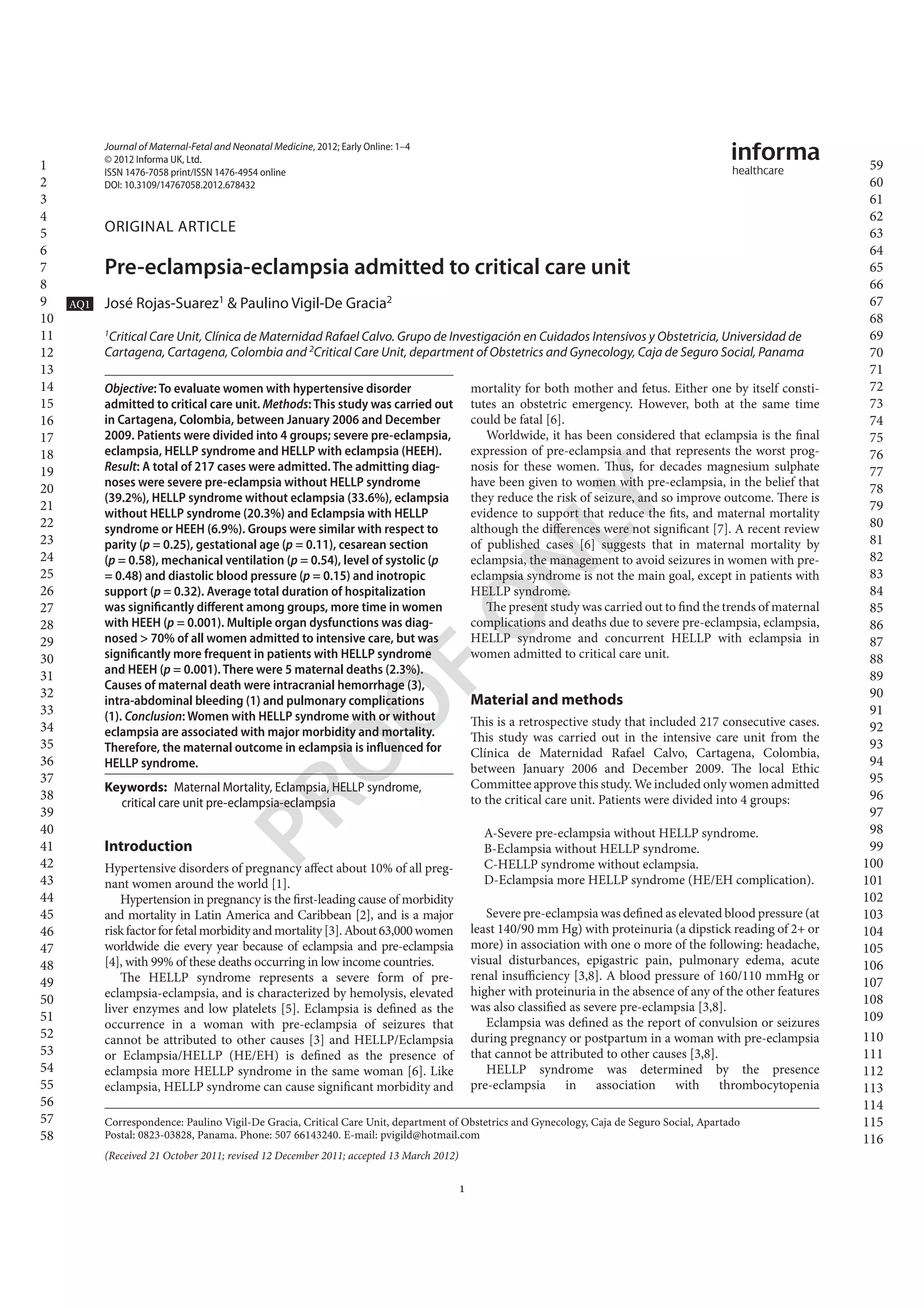 Preeclampsia-eclampsia admitted to critical care unit | PDF