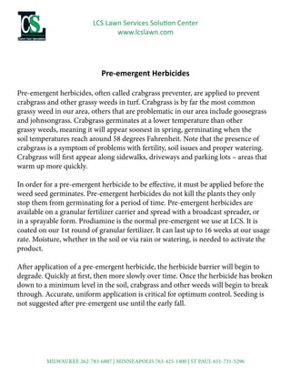 Pre-emergent herbicides by LCS Lawn Servie | PDF | Gardening | Home ...