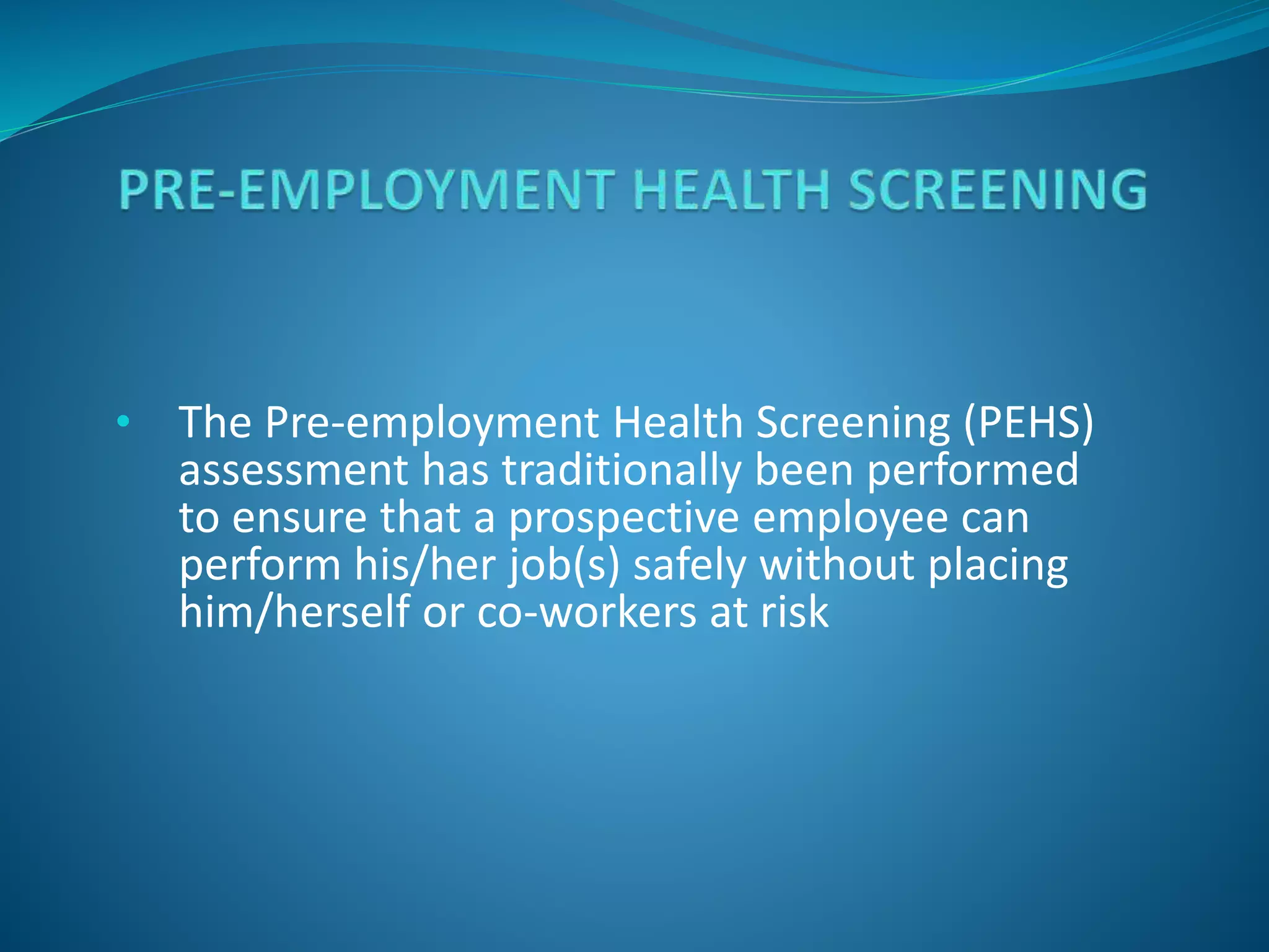 Pre-employment health screening | PPTX