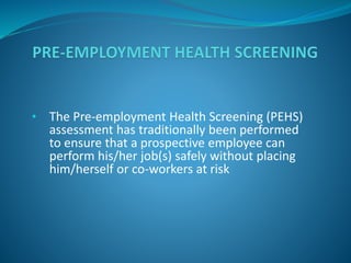 Pre-employment health screening | PPTX