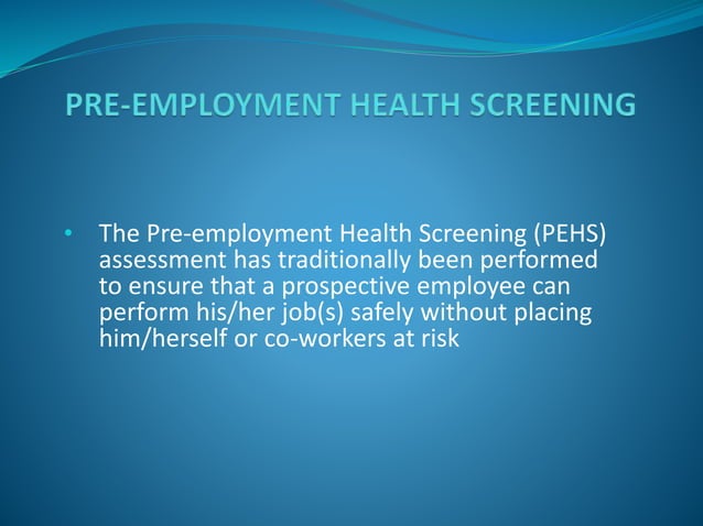 Pre-employment health screening | PPTX