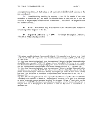 Pre emption act 1991 | PDF