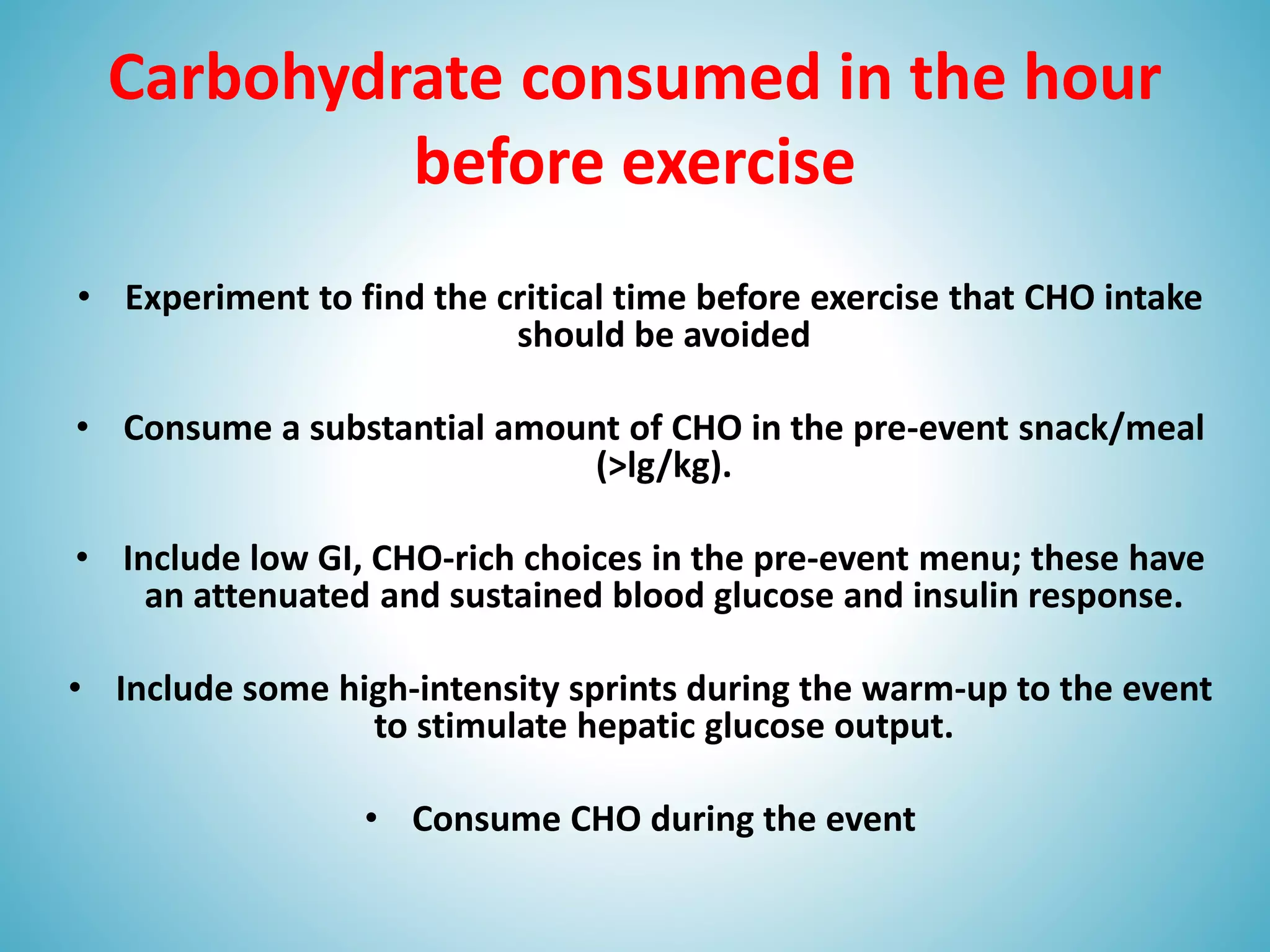 Pre exercise nutritional strategies | PPTX
