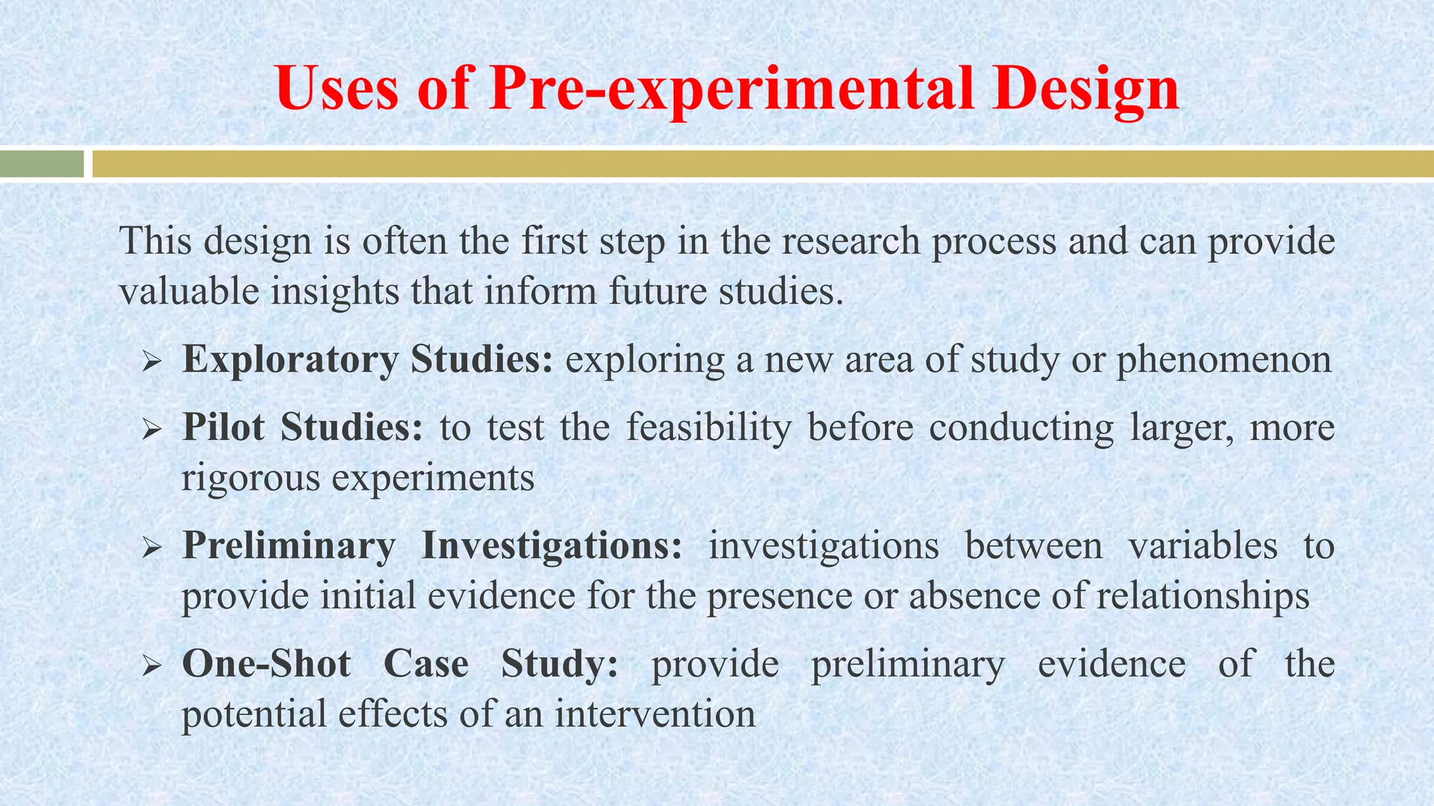 Pre-experimental Research Design and It's Uses | PPTX