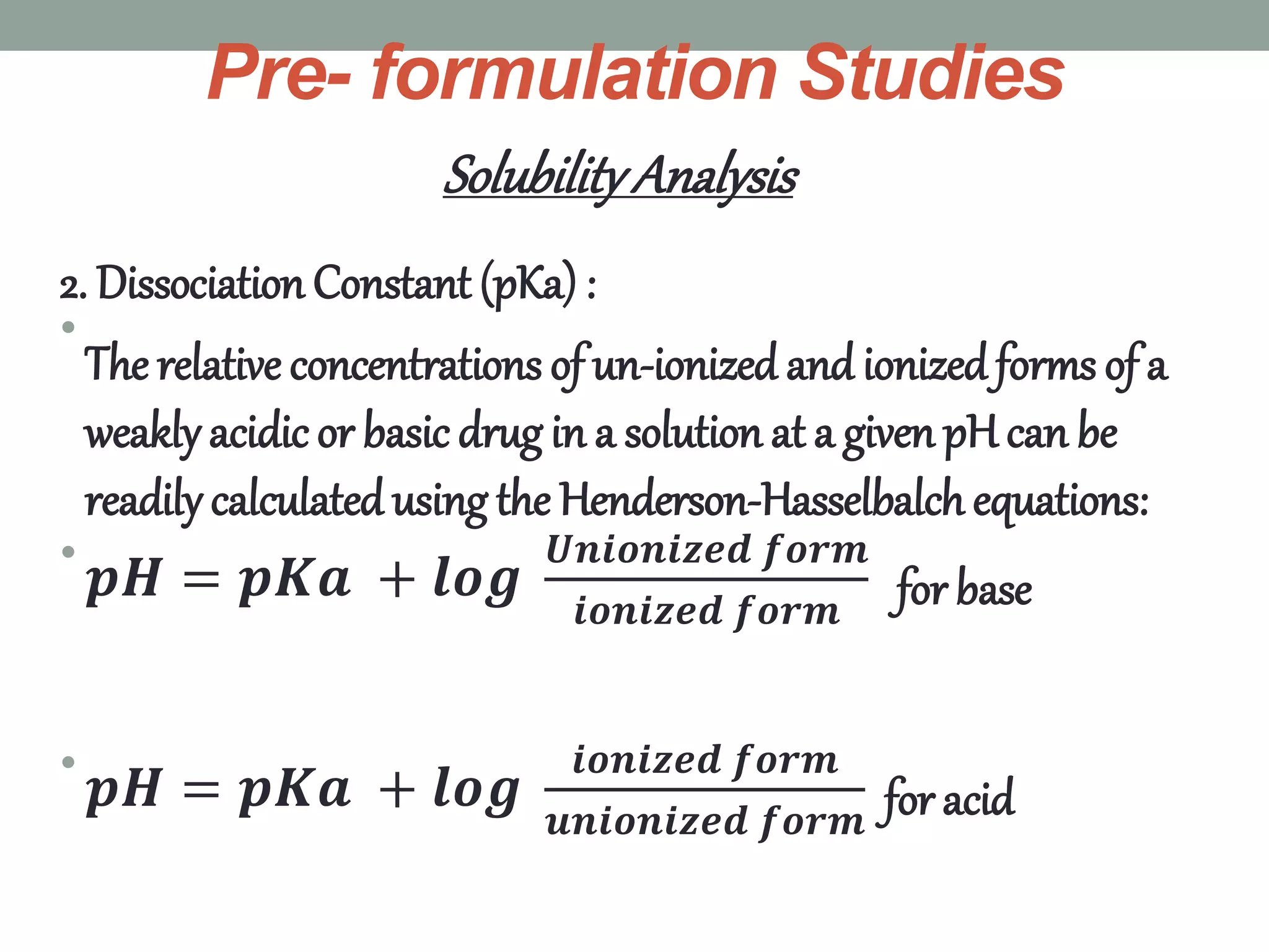 Pre-Formulation Studies | PPTX