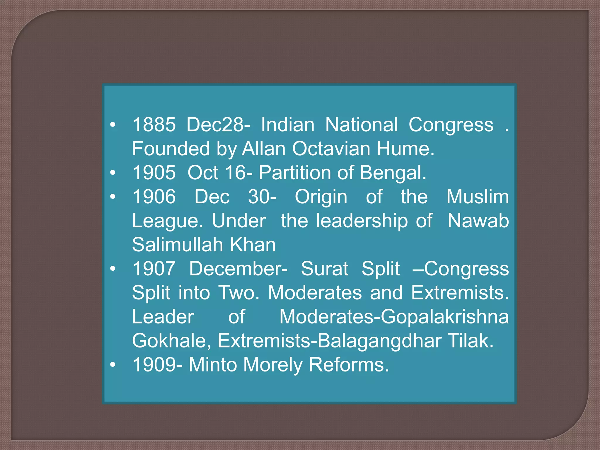 Pre gandhi era 1885 -1919 | PPTX