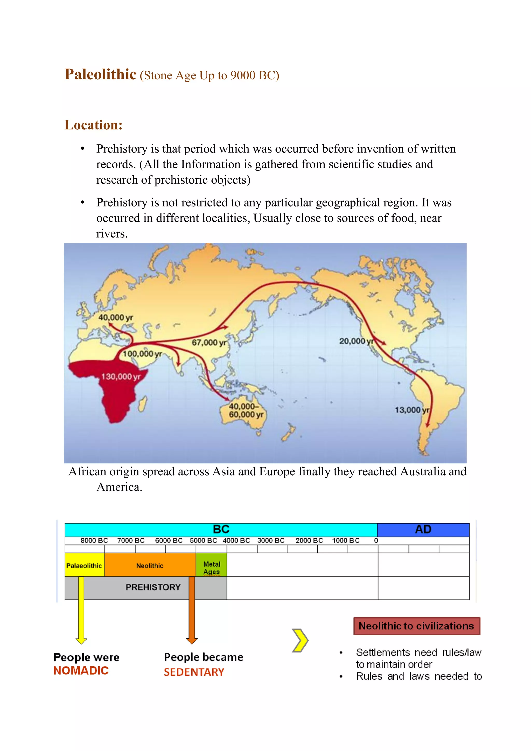 Pre history civilization (Paleolithic & Neolithic) | PDF