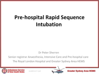 Pre hospital rapid sequence intubation | POT | First Aid | Injuries