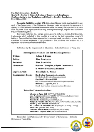 PRE-IMMERSION12-Q3-M4 WORK IMMERSION FOR FRADE 12 | PDF