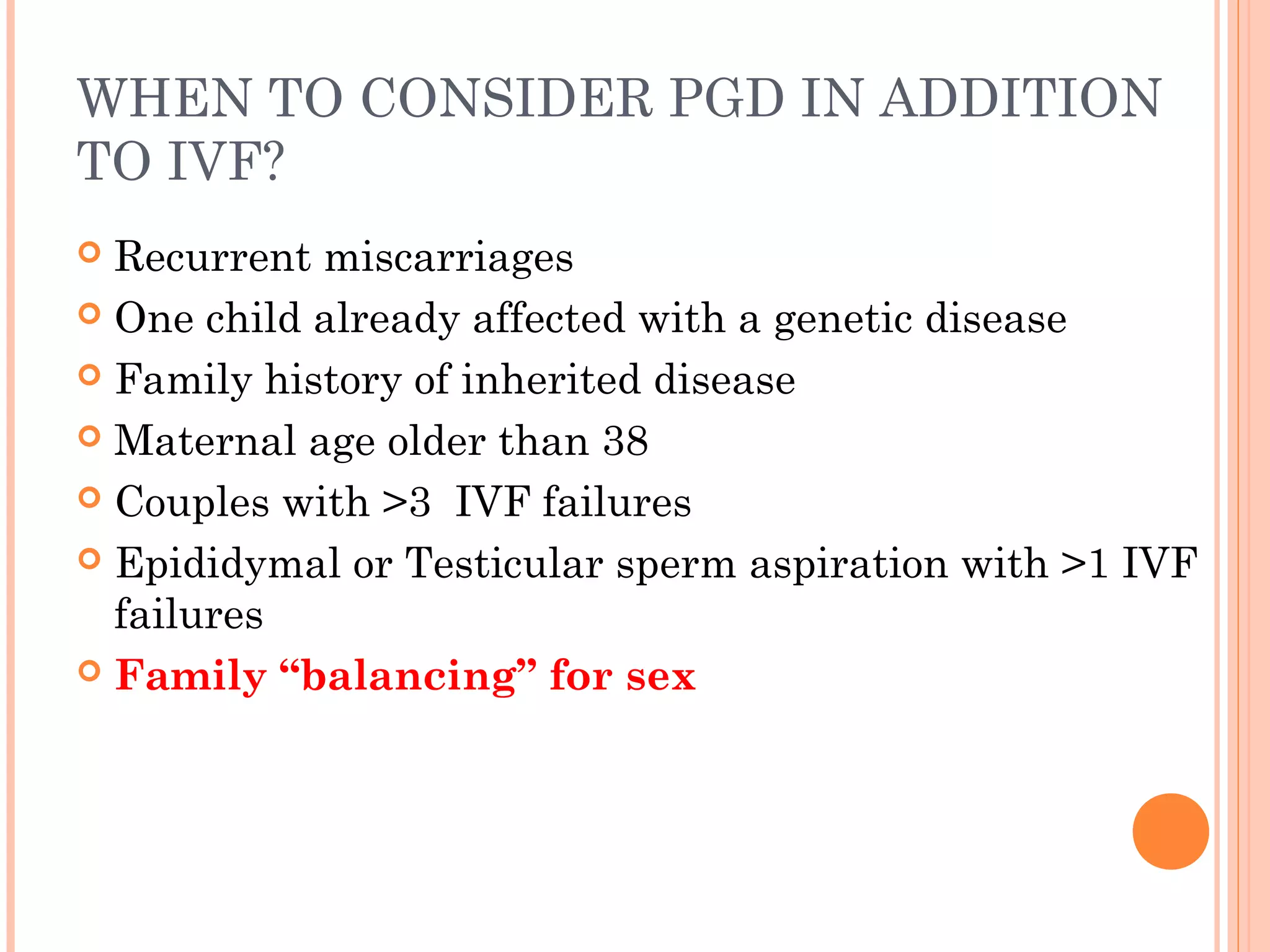 Pre implantation genetic diagnosis (pgd) | PPT