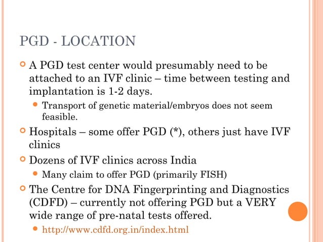 Pre implantation genetic diagnosis (pgd) | PPT
