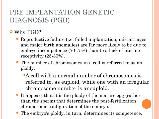 Pre implantation genetic diagnosis (pgd) | PPT