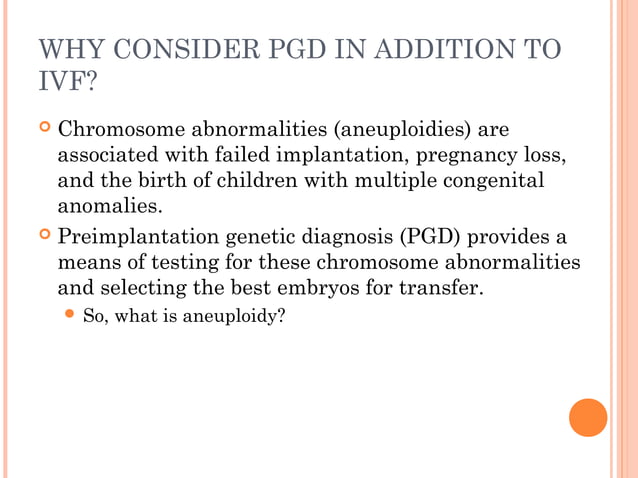 Pre implantation genetic diagnosis (pgd) | PPT