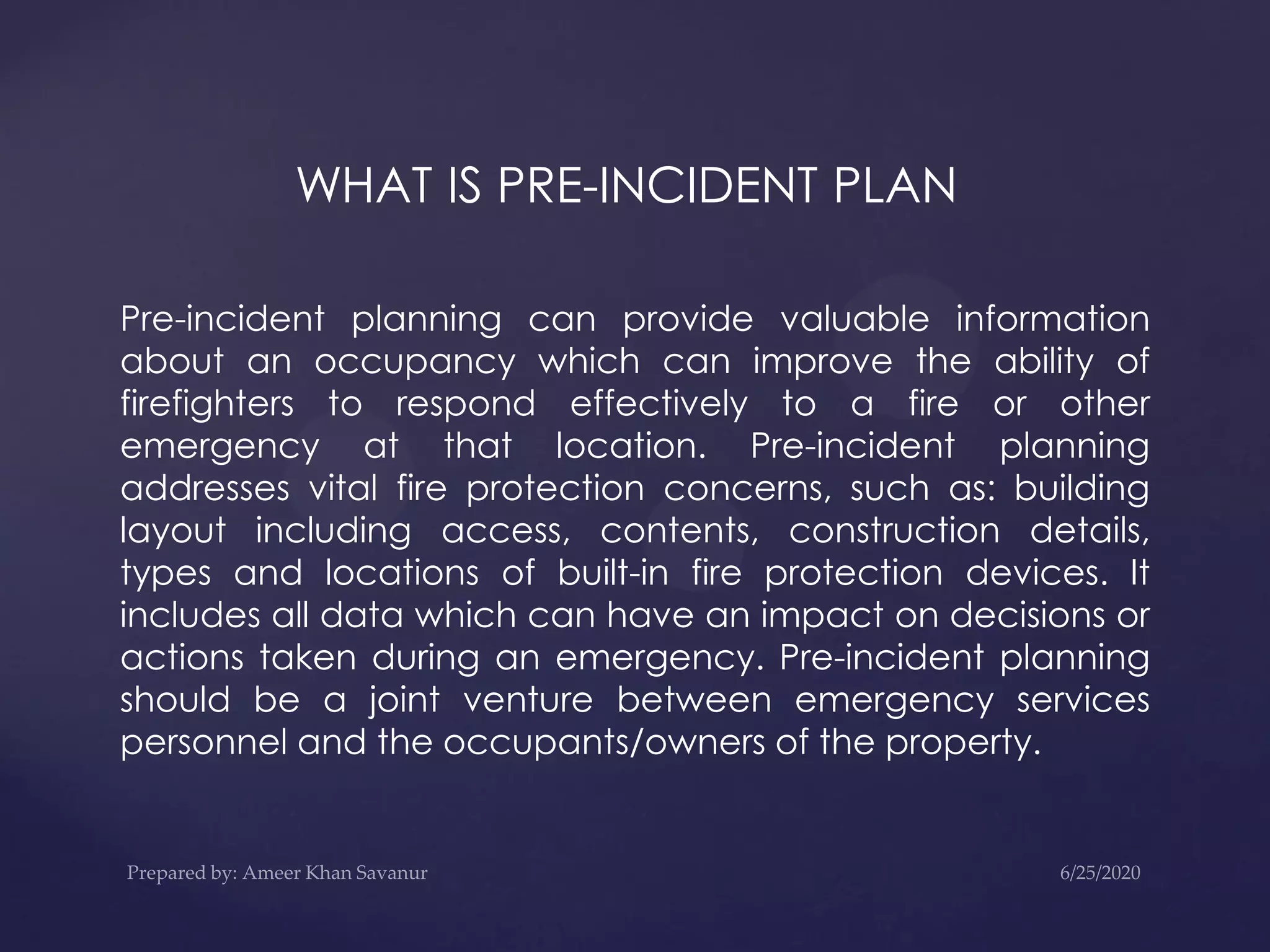 Pre incident plan | PDF