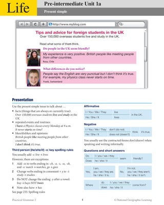 Pre int unit 1a | PDF