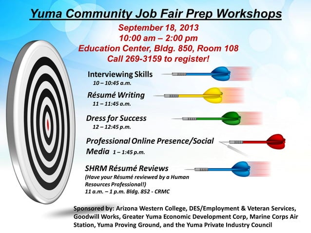 Yuma Pre Job Fair Workshops MCCS | PDF | Job Fairs | Job Search