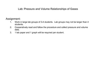 Pre Lab Pressure And Volume Relationships | PPT