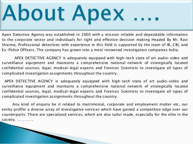 Apex Detective Agency Apex Detective Agency