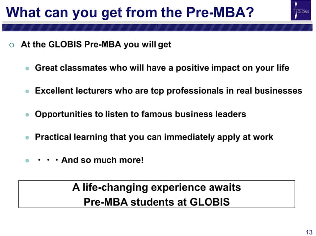 Pre mba orientation handout | PPTX