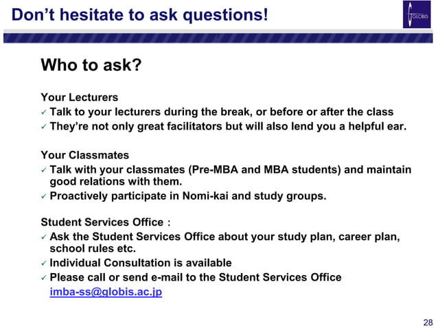 Pre mba orientation handout | PPTX