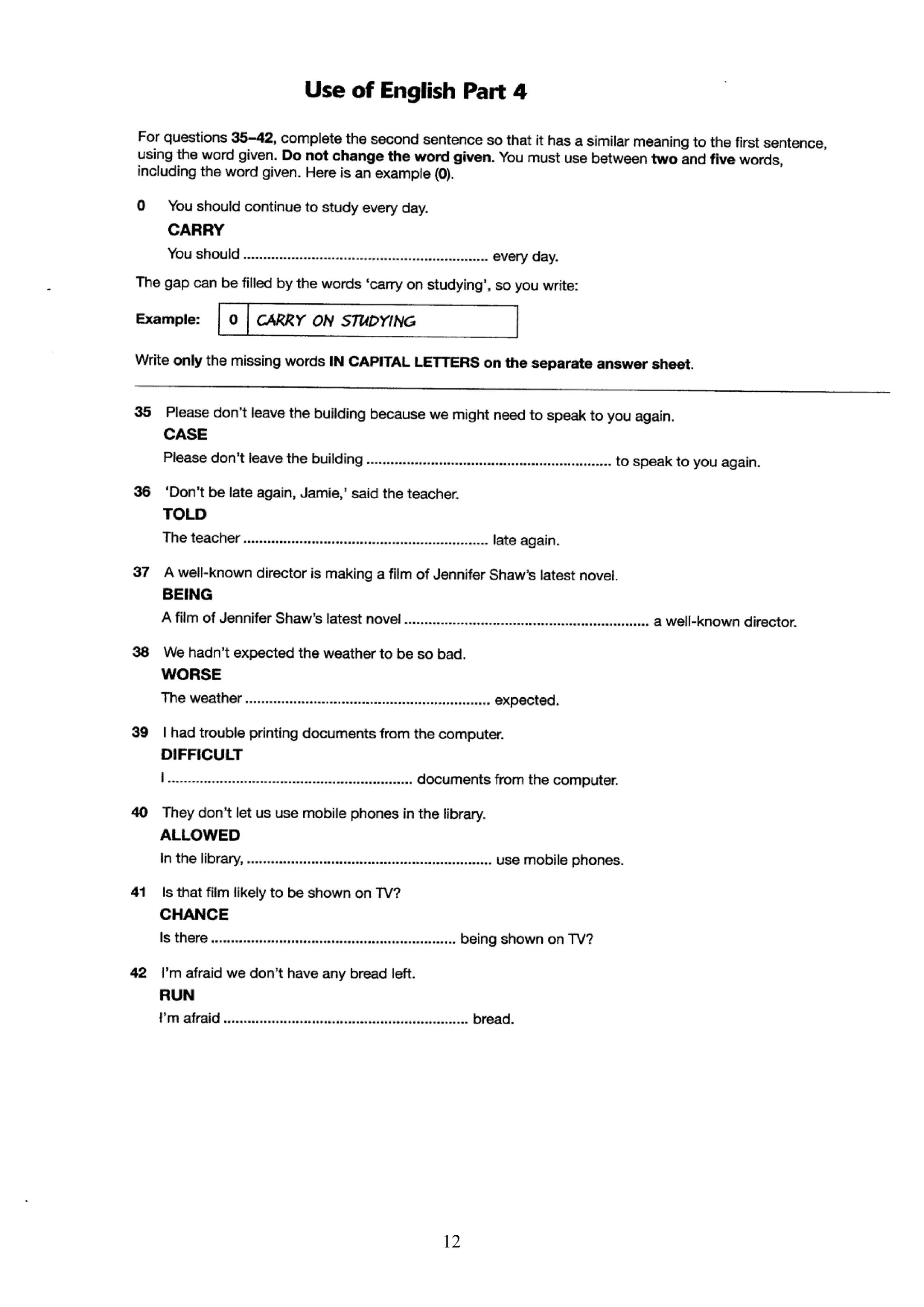 Pre -Mock Exam FCE | PDF