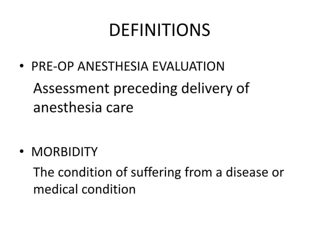 PRE-OPERATIVE AND INTRA-OPERATIVE CARE OF THE ANESTHESIA PATIENT group ...