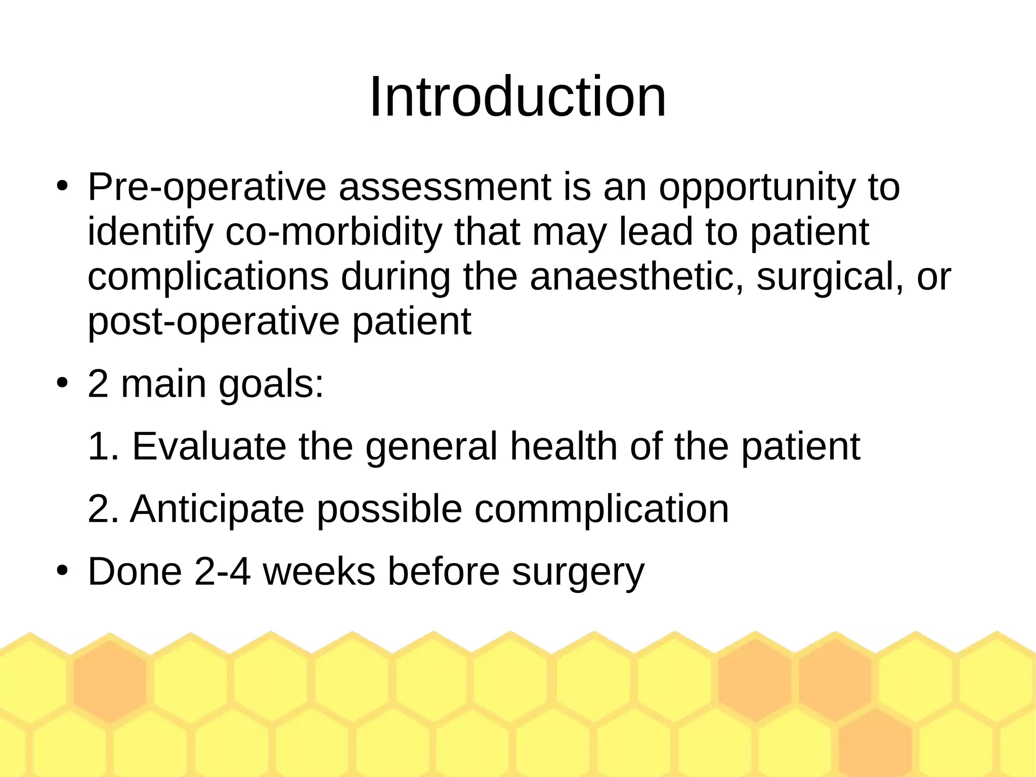 Pre operative assessment | PDF
