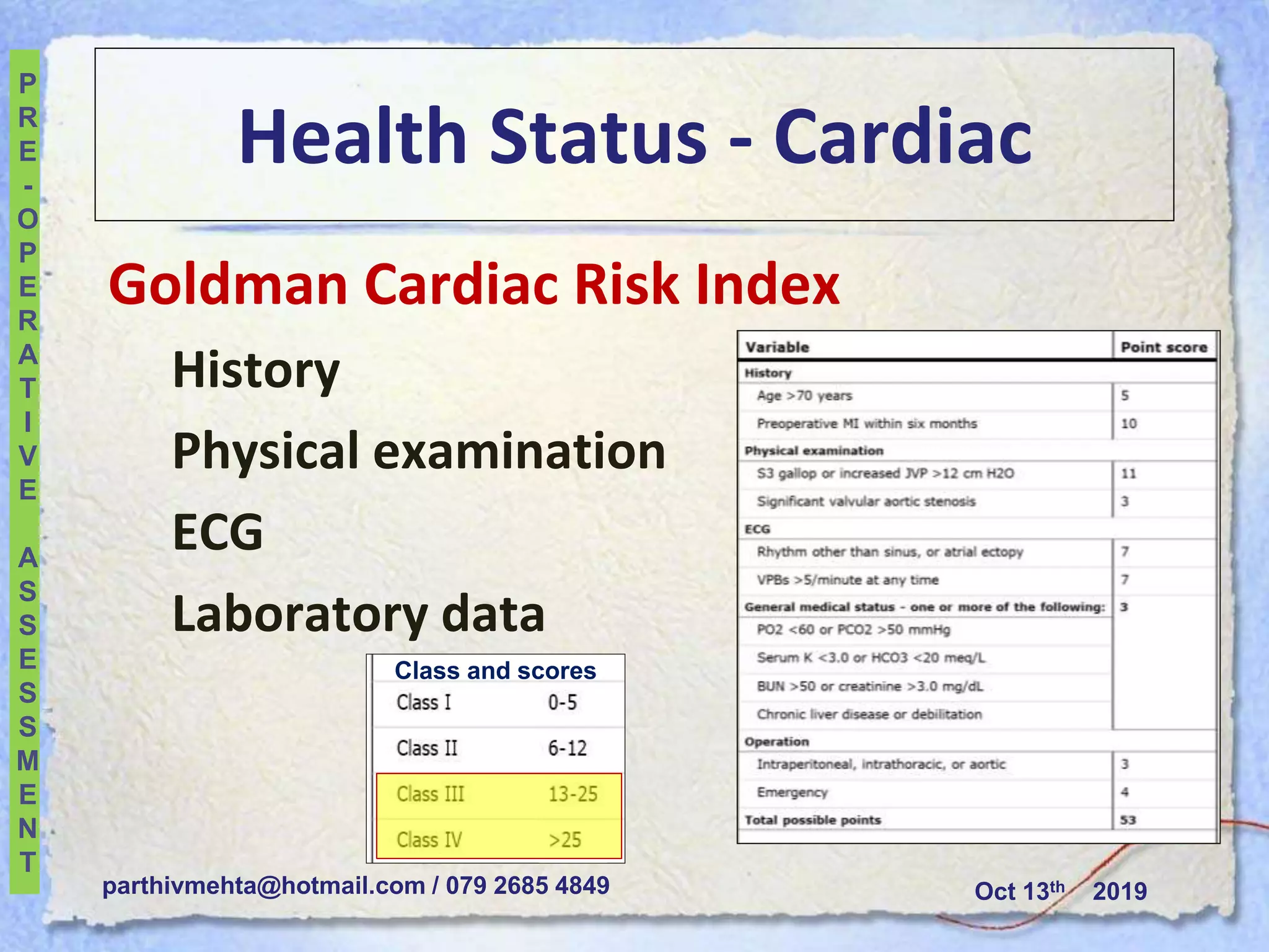 Pre operative pulmonary evaluation 2019 | PPTX