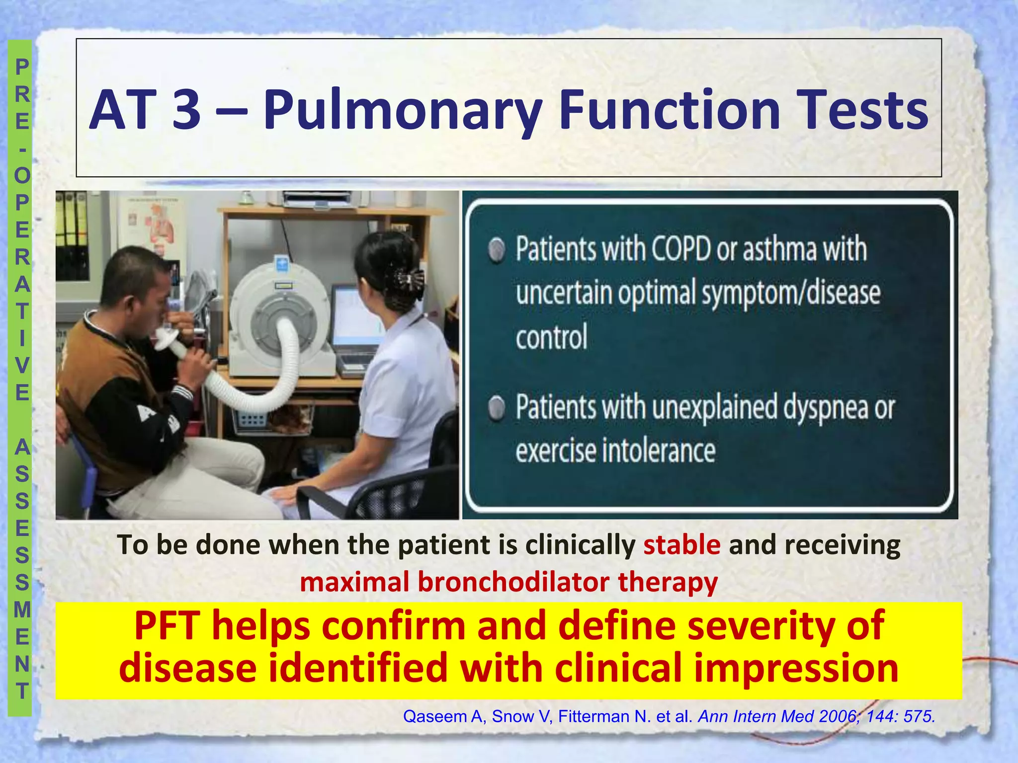 Pre operative pulmonary evaluation 2019 | PPTX