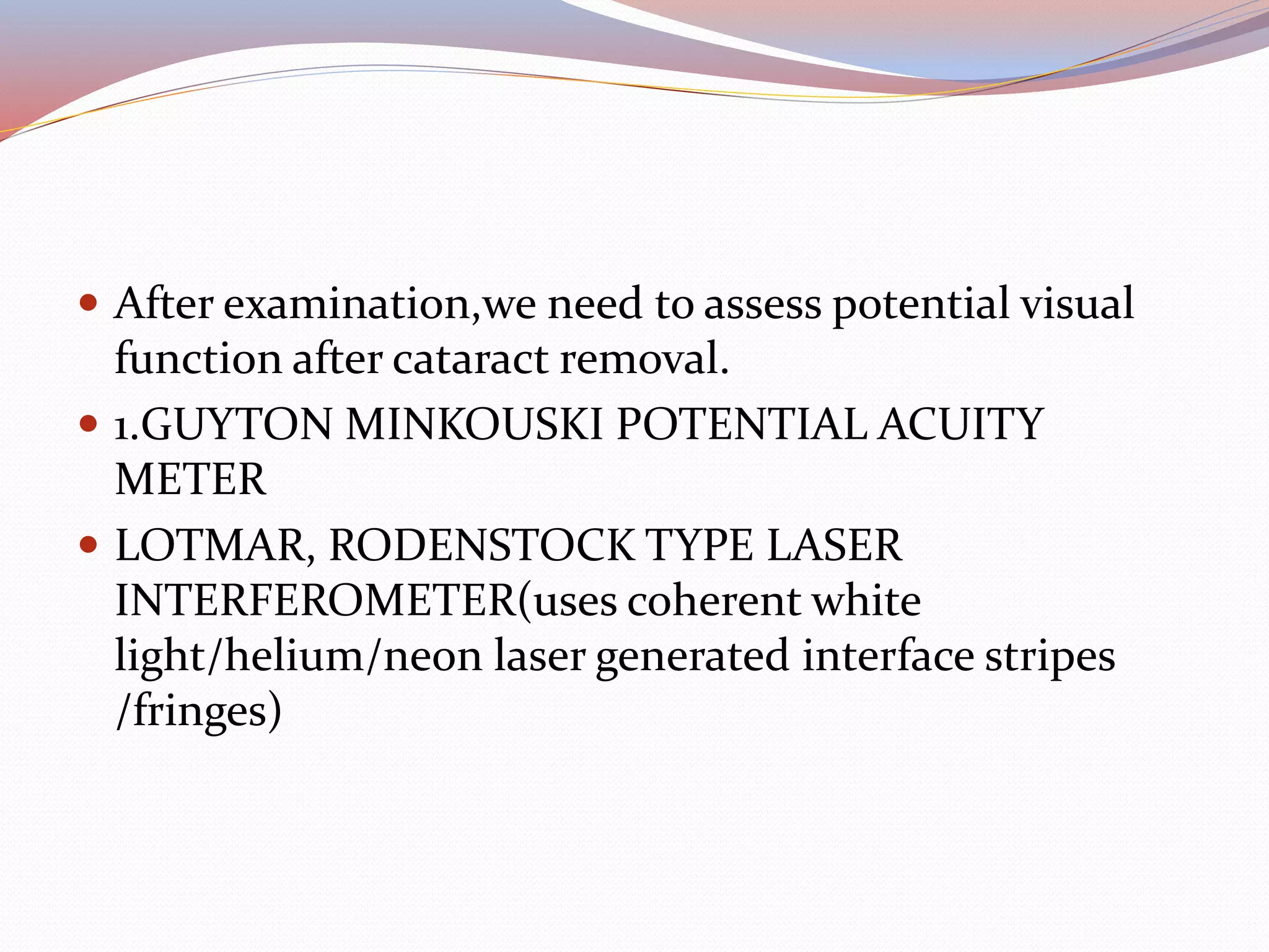 Pre operative analysis for cataract surgery | PPTX