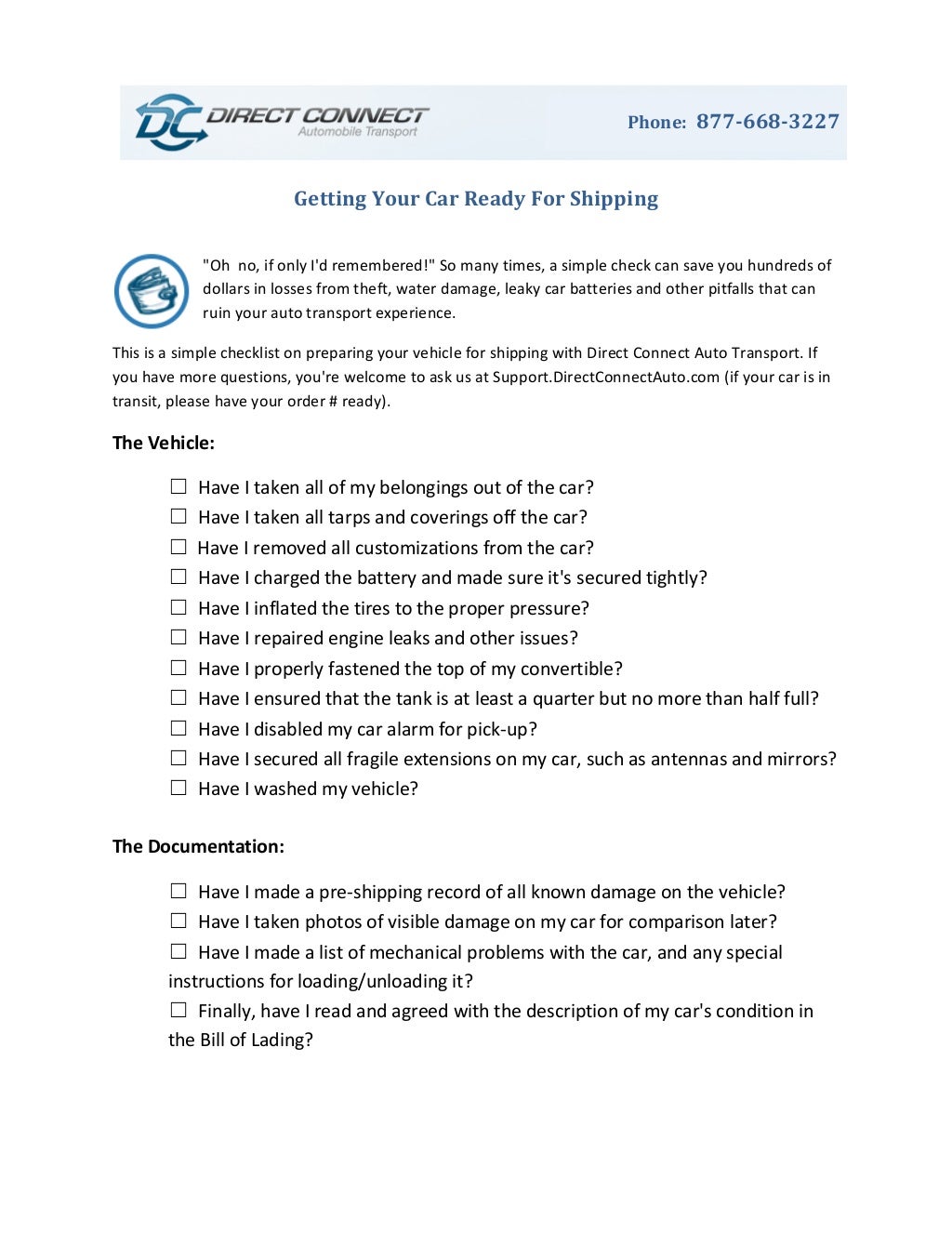 Auto Transport Safety Tips & Pre-Pickup Checklist