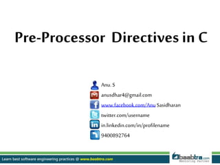 Pre processor directives in c | PPTX
