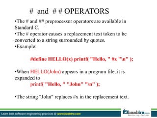 Pre processor directives in c | PPTX