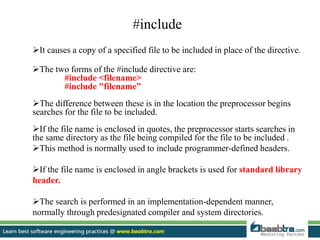 Pre processor directives in c | PPTX