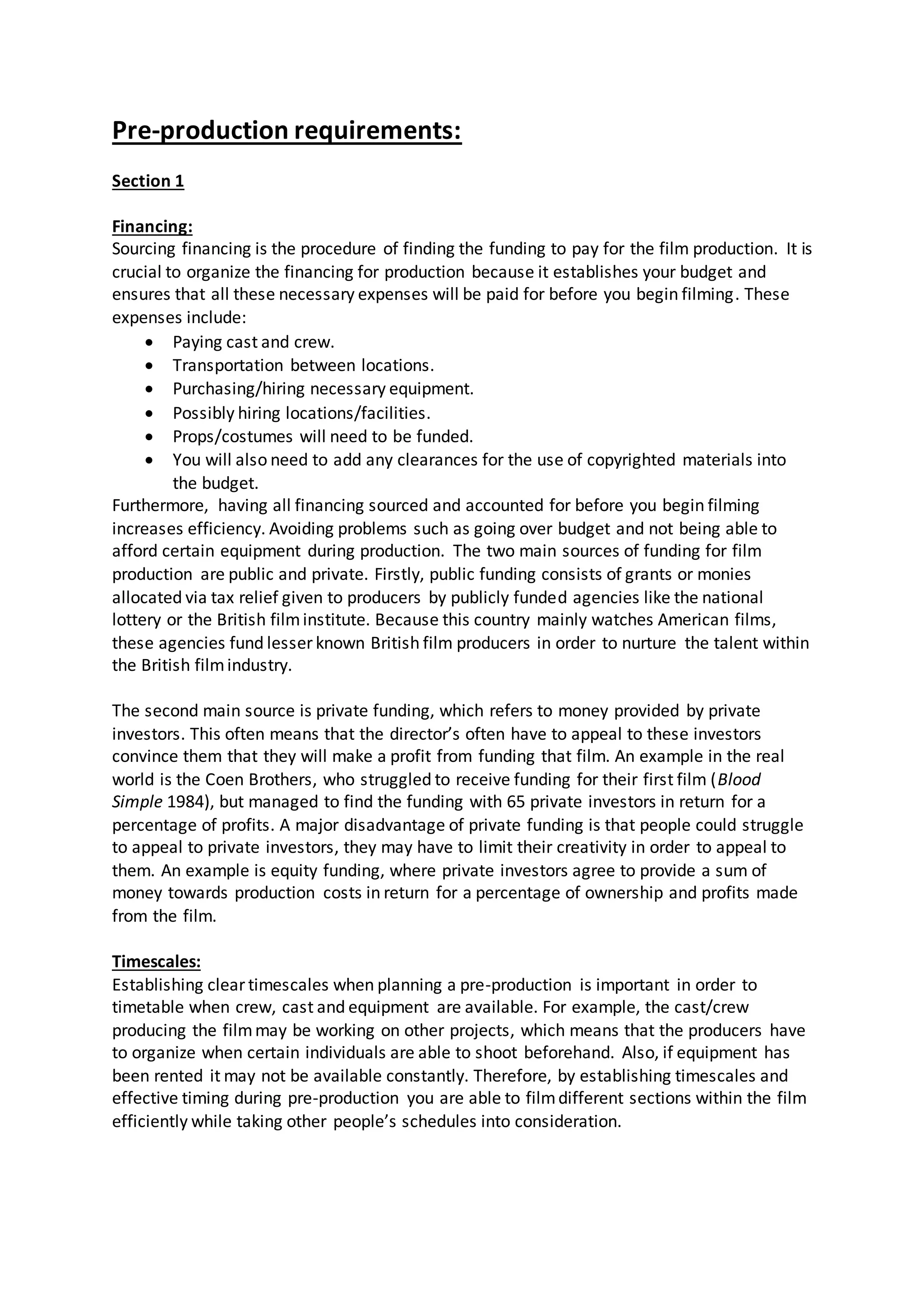 Pre production essay | DOCX