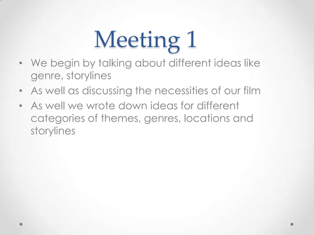 Pre production meeting summaries | PPTX