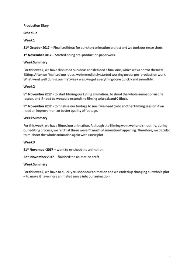 Animation: Pre-production Paperwork | DOCX