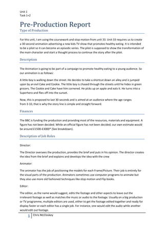 Pre production report | PDF