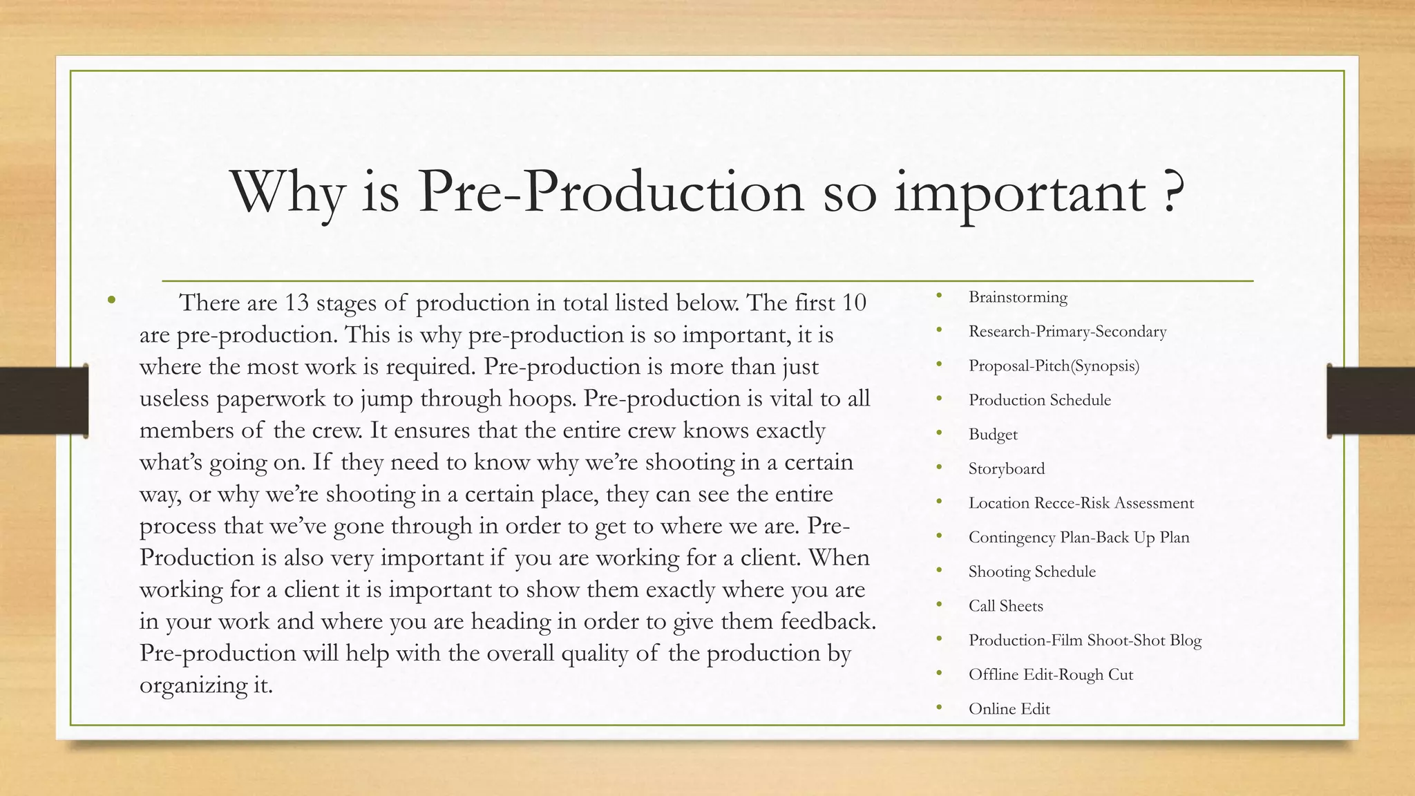 Pre production research xue bai | PPTX