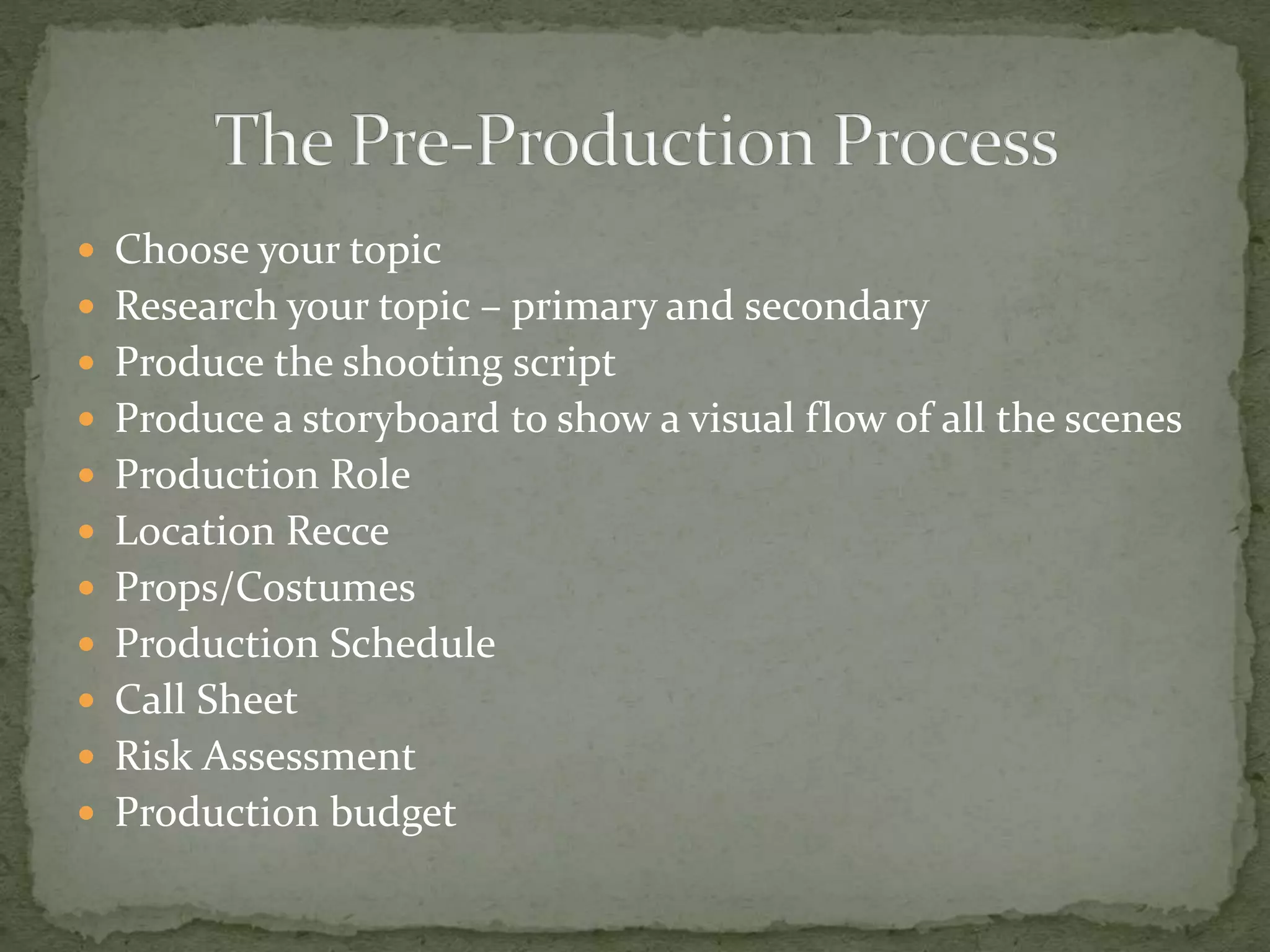 Unit 1 - Pre-Production Roles And Responsibilities | PPTX