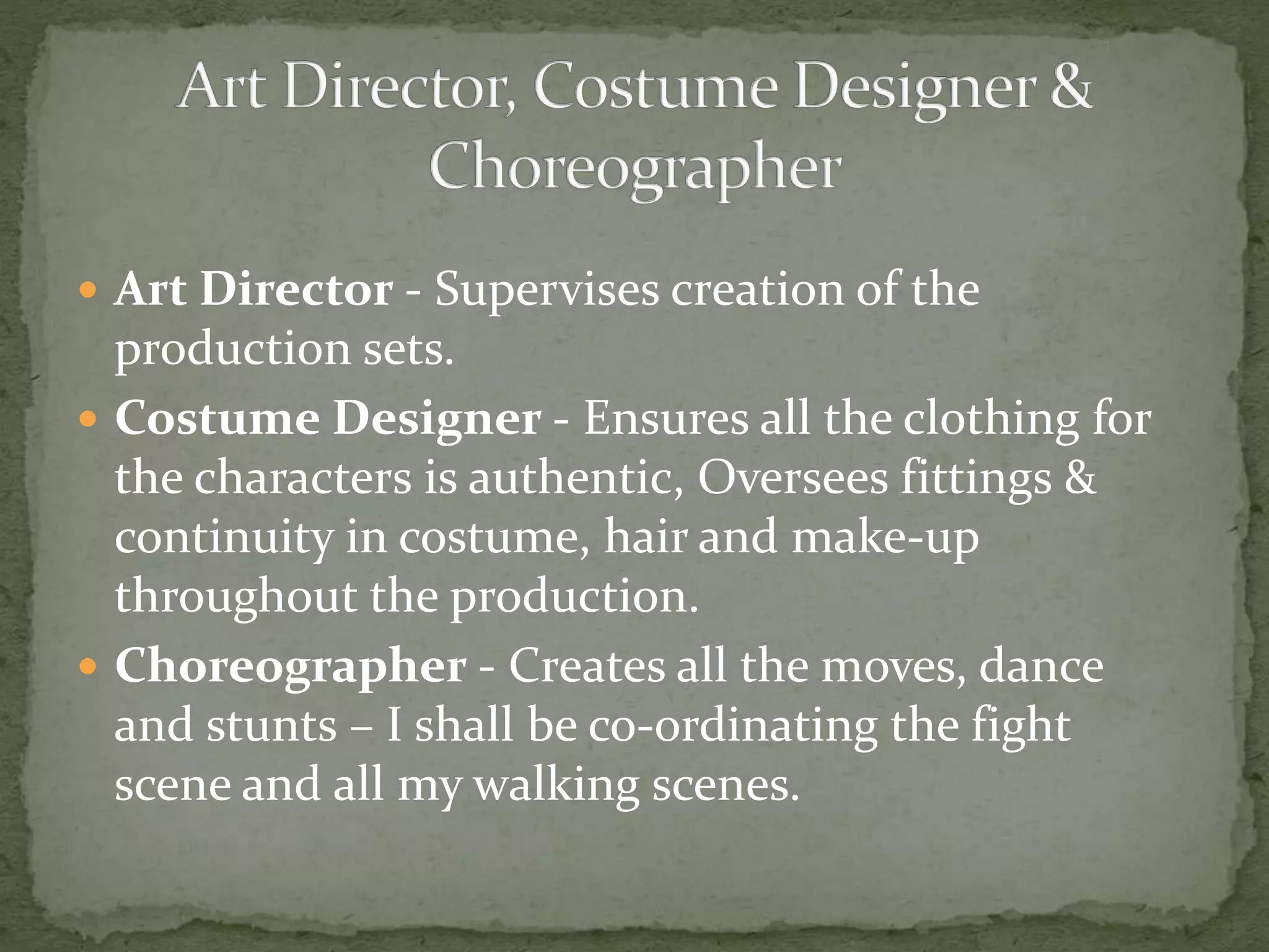 Unit 1 - Pre-Production Roles And Responsibilities | PPT