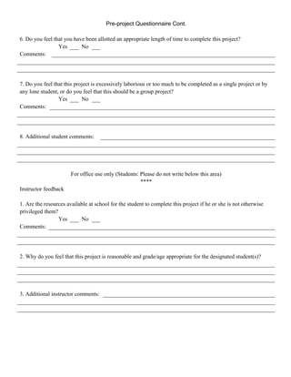 Pre Project Questionnaire | PDF