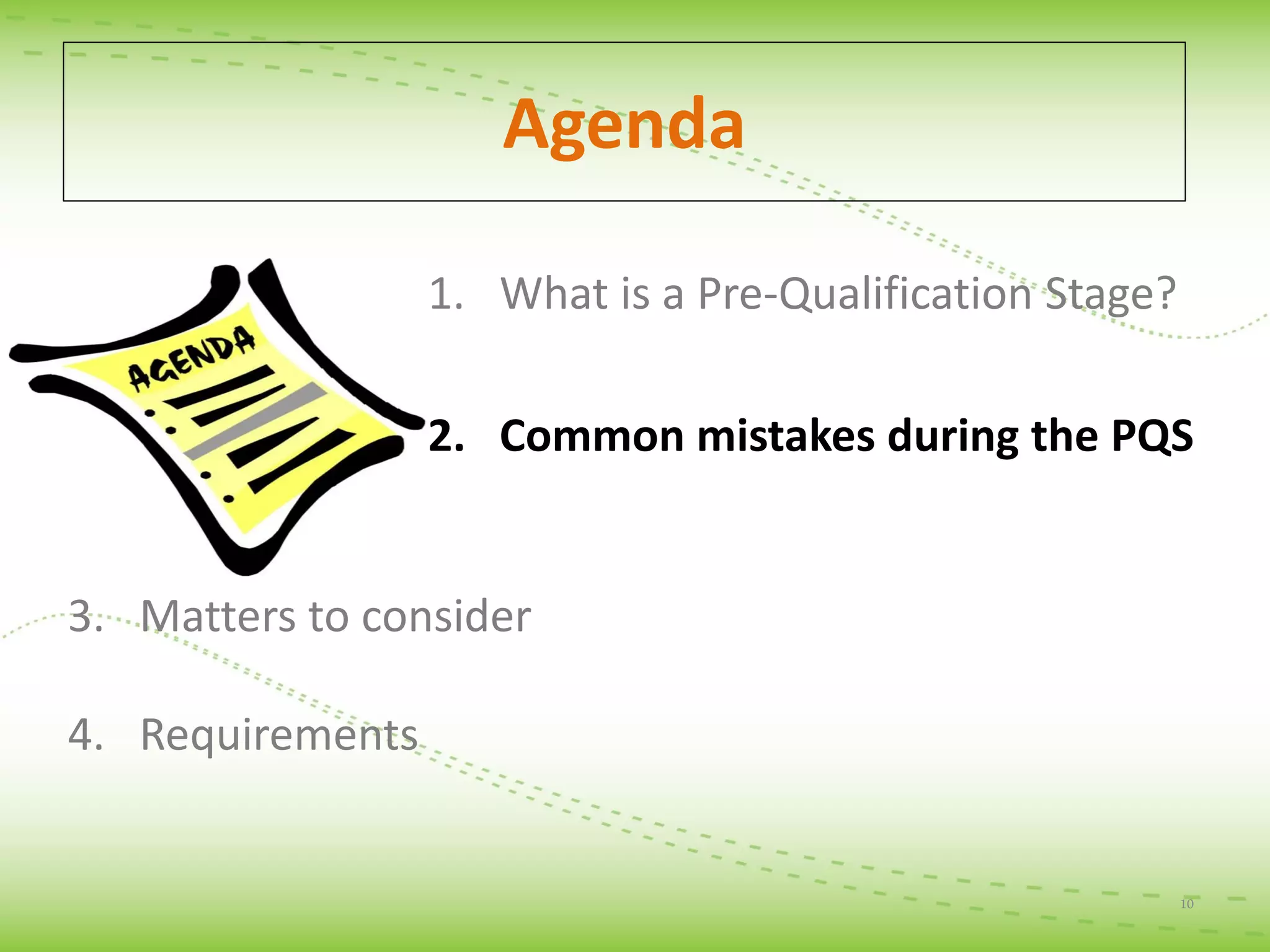 PQQ: Pre Qualification Questionnaire Stage | PDF