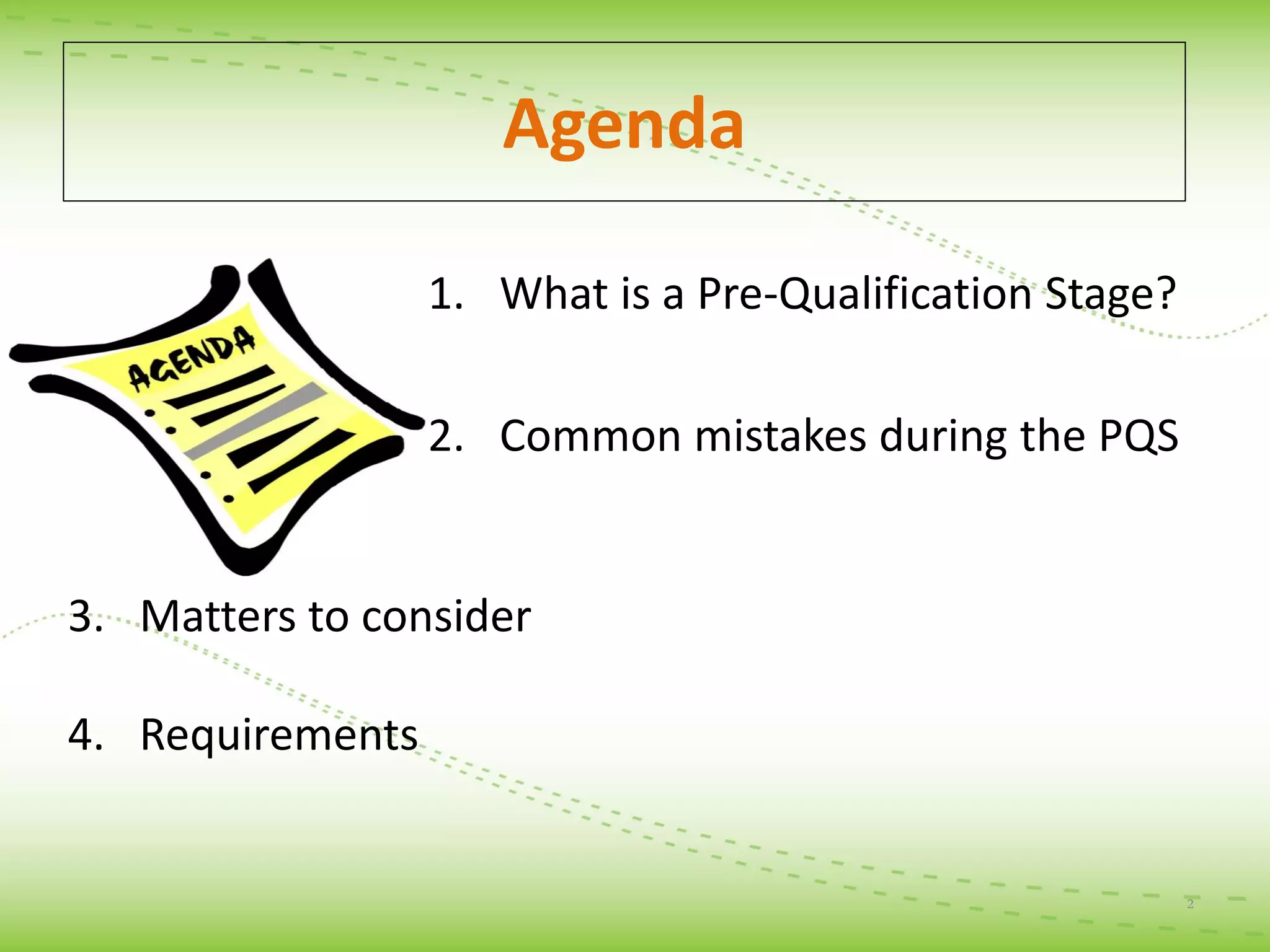 PQQ: Pre Qualification Questionnaire Stage | PDF