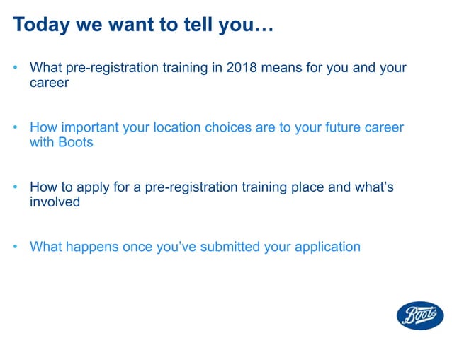 Pre-registration 2018 training with Boots | PPTX
